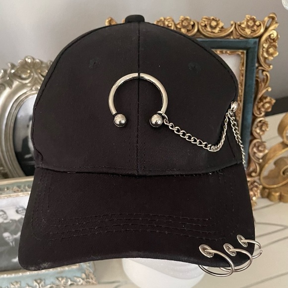Accessories | Chain Piercings Ball Cap With Silver Piercings And ...